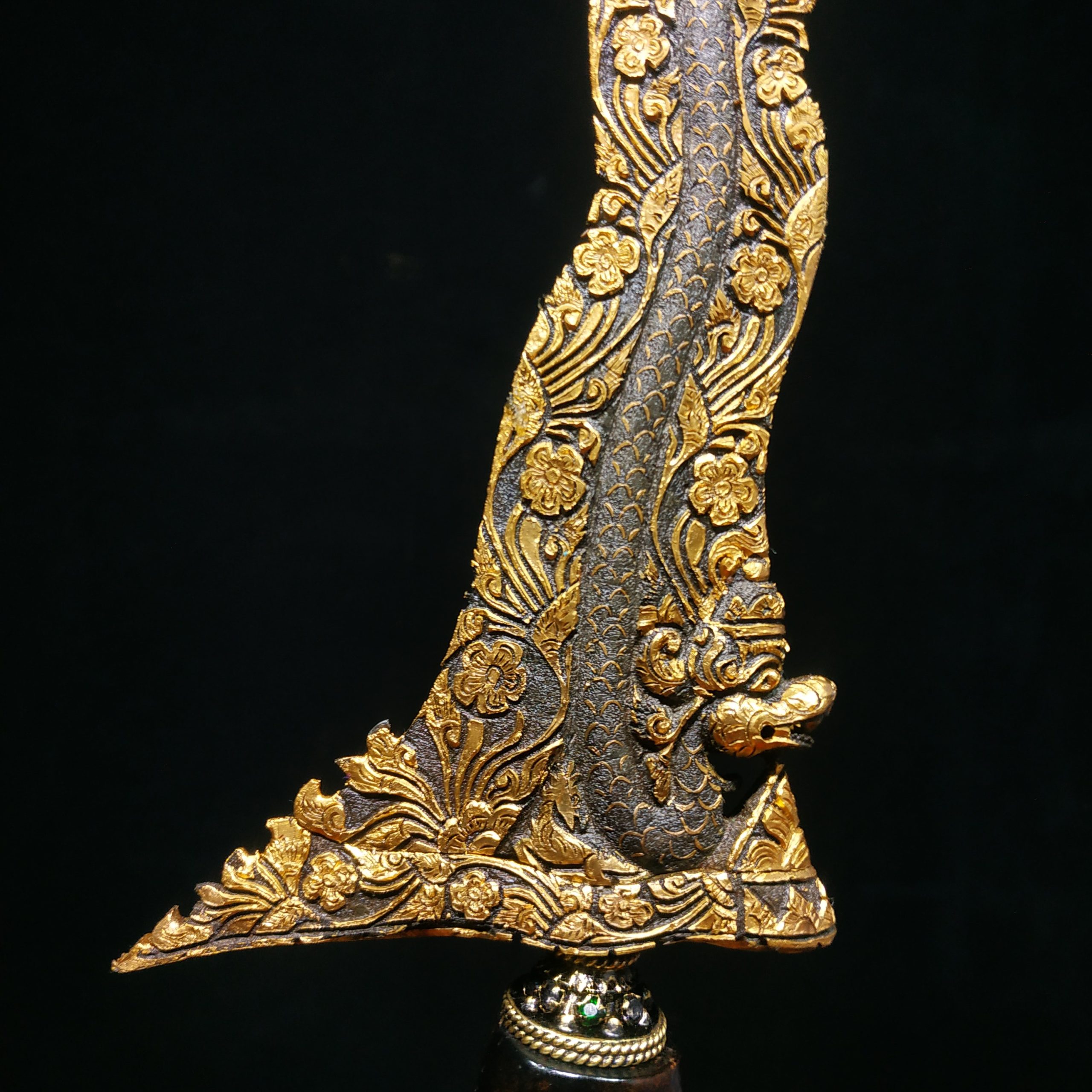 Keris Nogo Sosro Luk 13 Corok Full Kinatah Kamarogan - Pusaka Keris