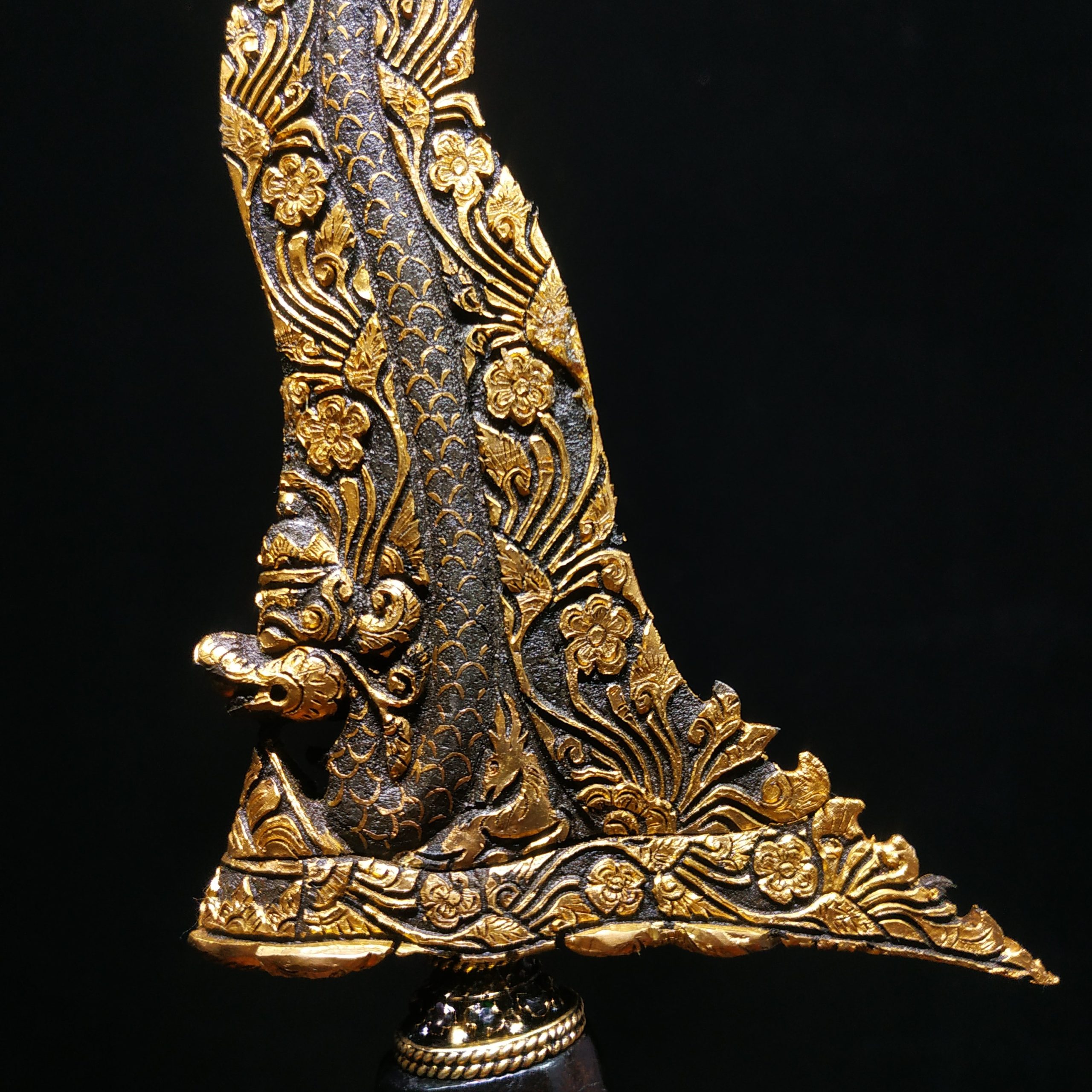 Keris Nogo Sosro Luk 13 Corok Full Kinatah Kamarogan - Pusaka Keris