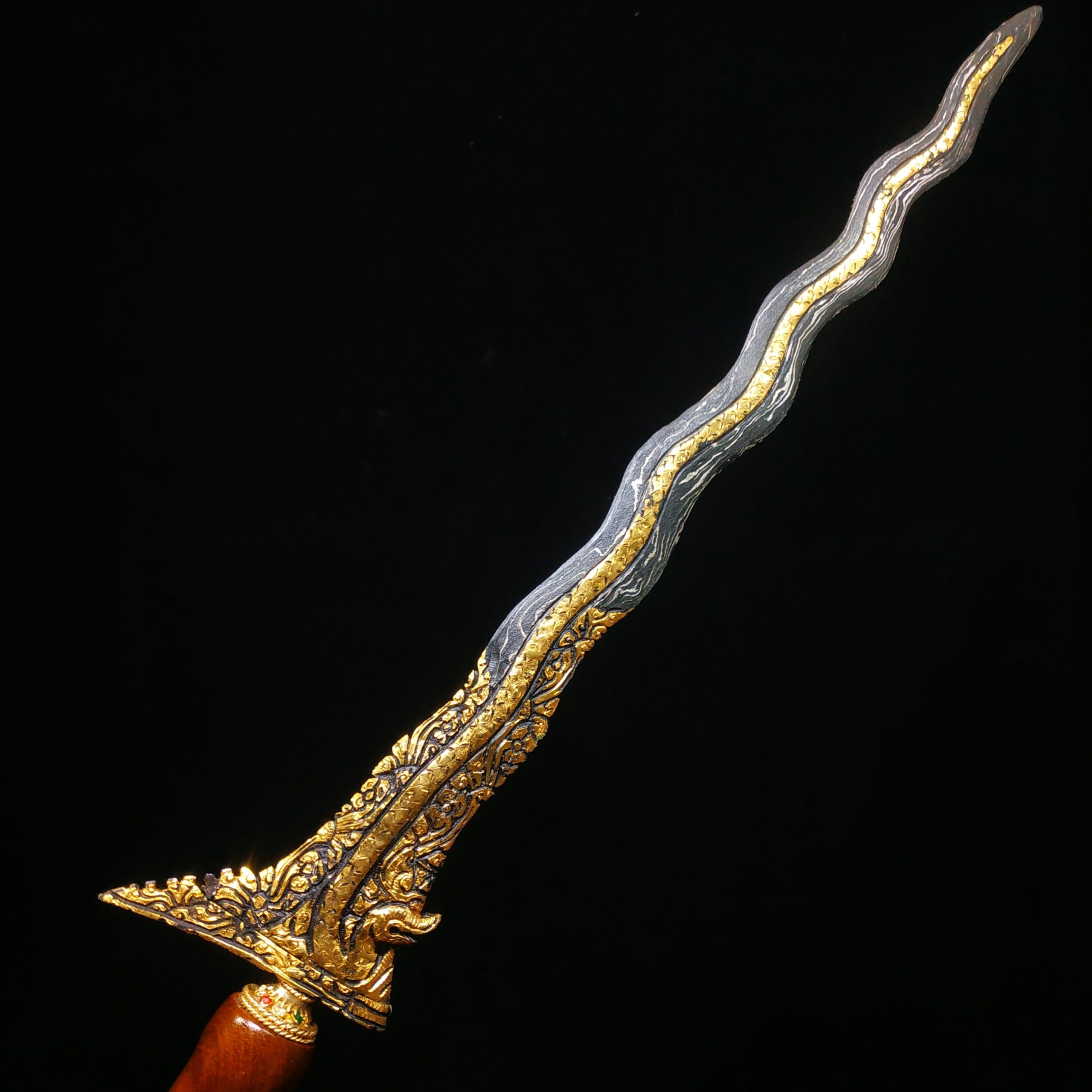 Keris Nogo Sosro Luk 13 Kinatah Kamarogan - Pusaka Keris