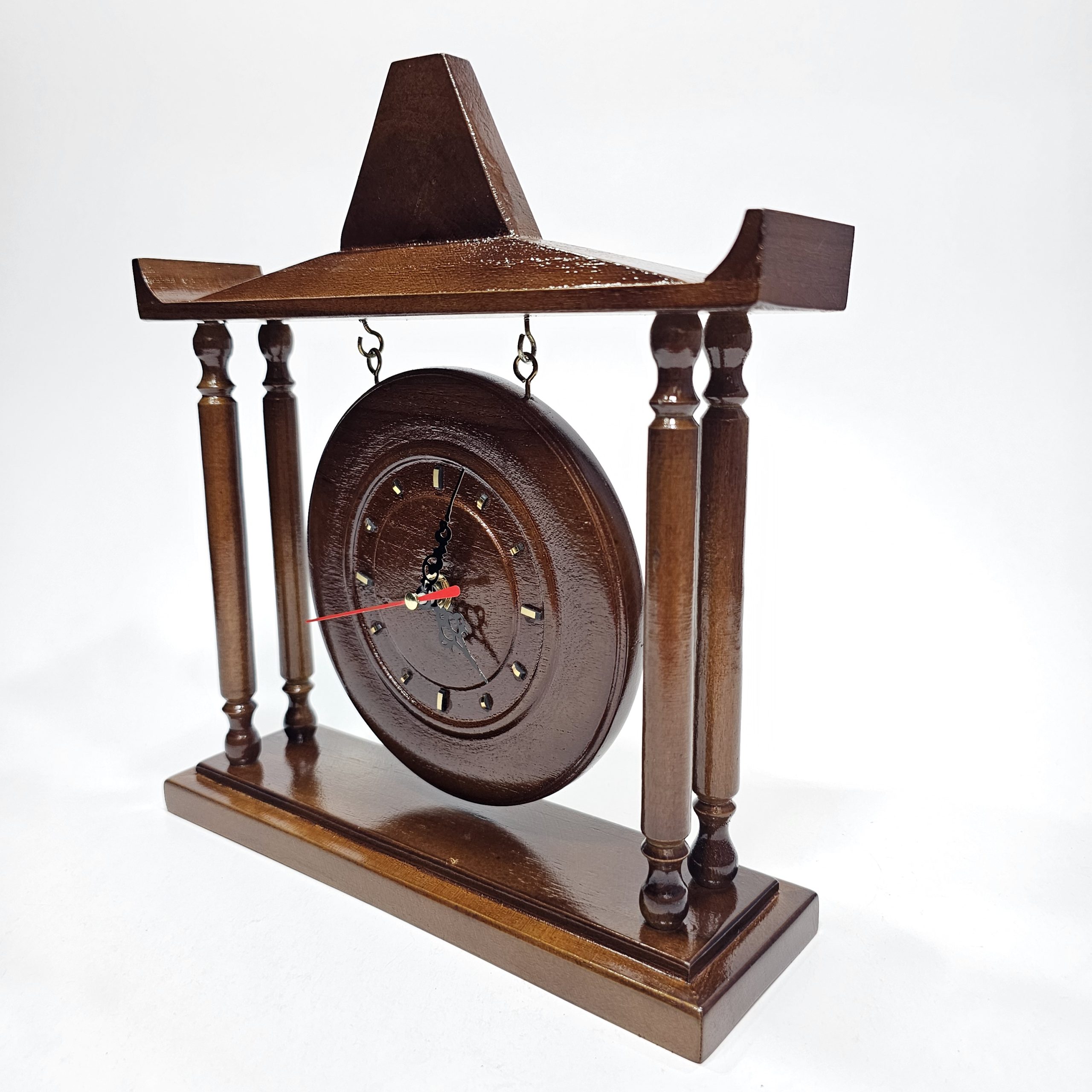 Jam Meja Duduk Kayu Jati Model Gong - Pusaka Keris