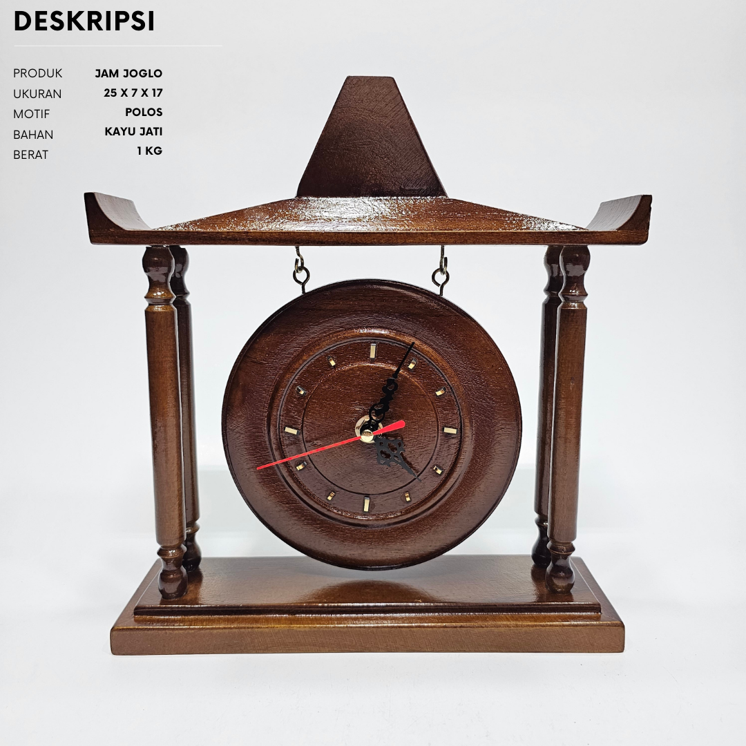 Jam Meja Duduk Kayu Jati Model Gong - Pusaka Keris