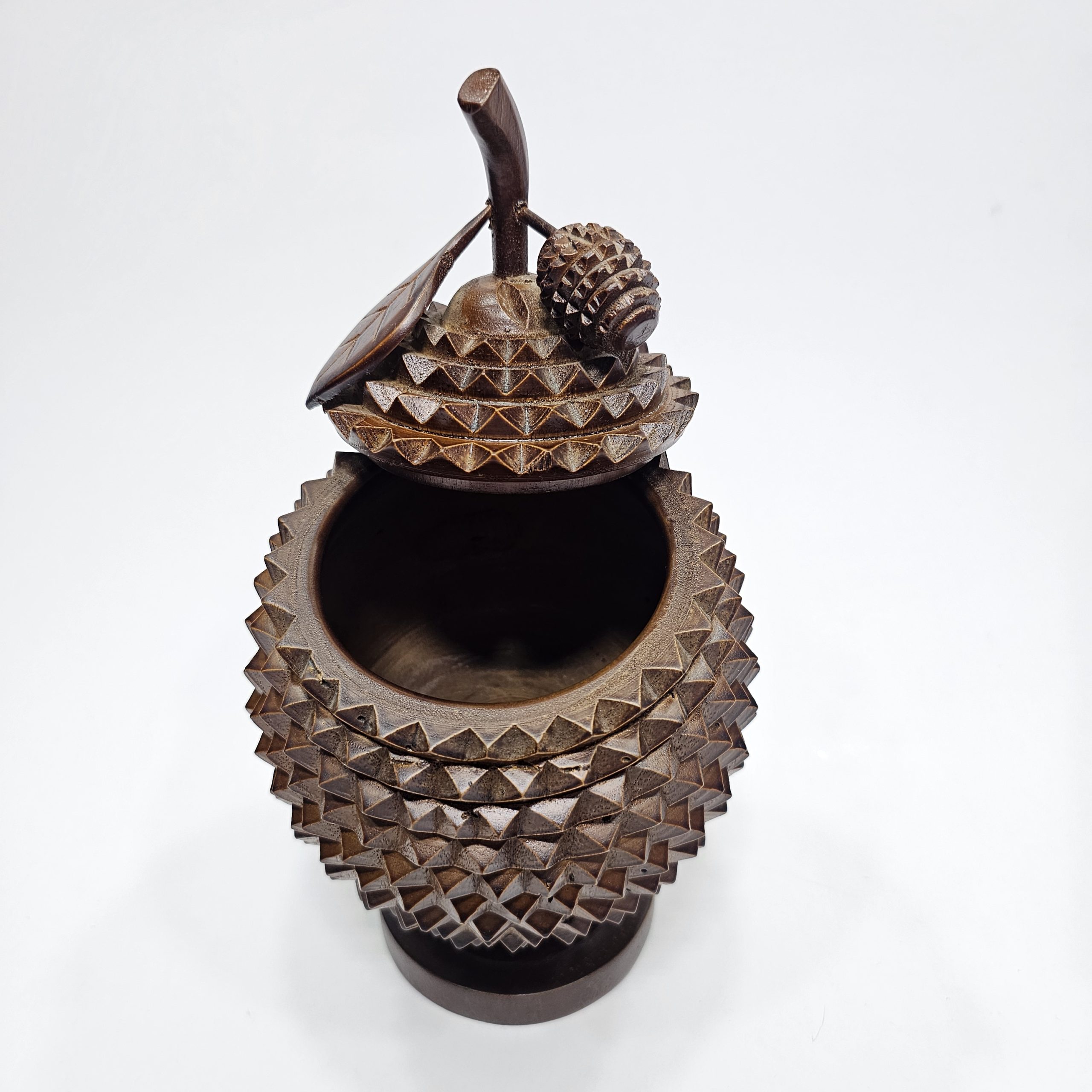Toples Kayu Jati Motif Buah Durian - Pusaka Keris