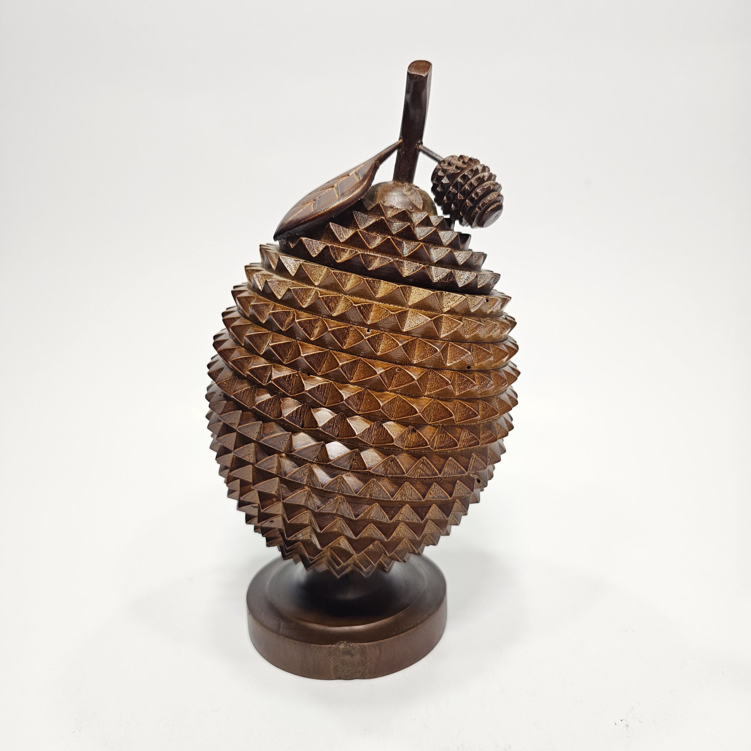 Toples Kayu Jati Motif Buah Durian - Pusaka Keris