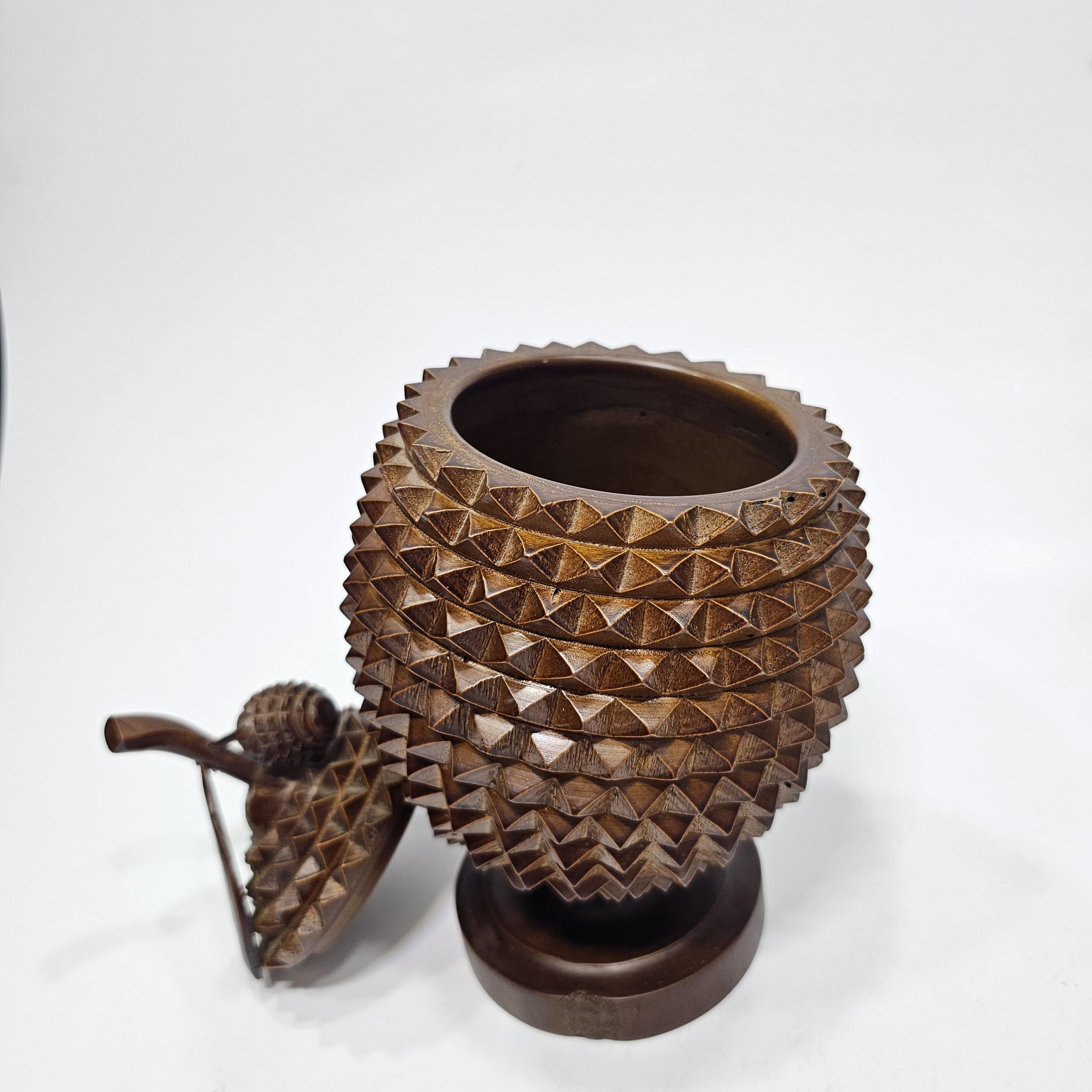 Toples Kayu Jati Motif Buah Durian - Pusaka Keris